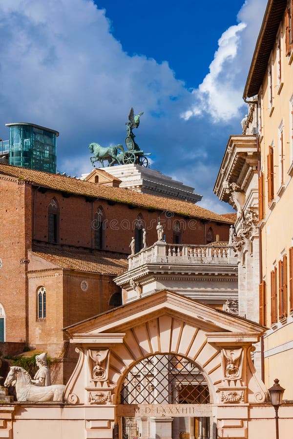 Capitoline Hill Monuments in Rome Stock Photo - Image of attraction ...