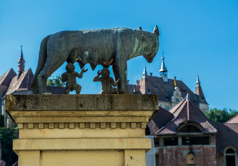 Capitoline Wolf in Sighisoara Stock Photo - Image of romulus, shewolf ...