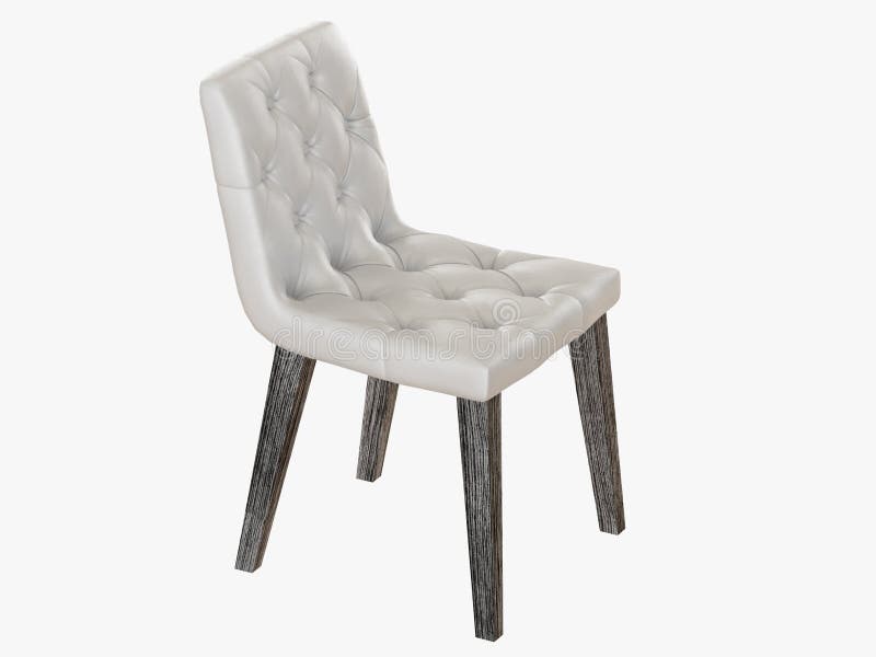 Capitone White Chair Front View 3d Rendering Stock Illustration ...