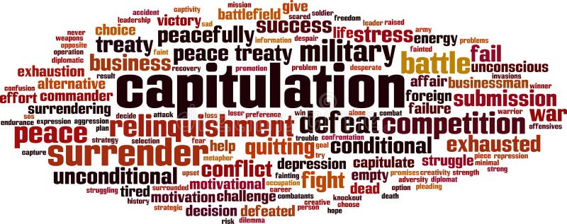 Capitulation word cloud stock vector. Illustration of motivation ...