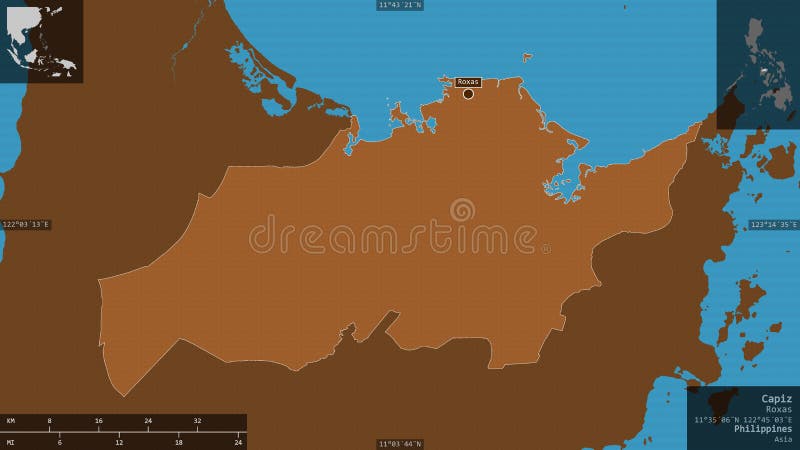 Capiz, Philippines - Outlined. Satellite Stock Illustration ...