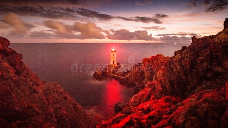 Capo Ferro Lighthouse in Sardinia, Italy Stock Image - Image of ...