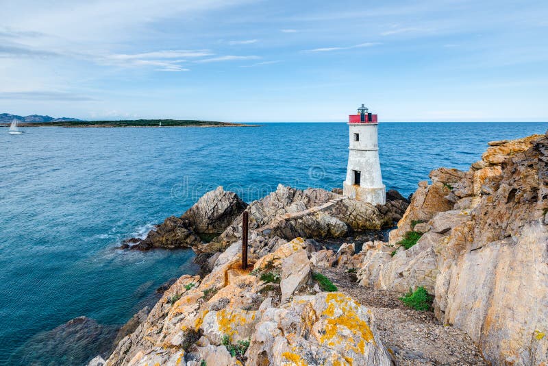 Capo Ferro Lighthouse in Sardinia, Italy Stock Image - Image of ...
