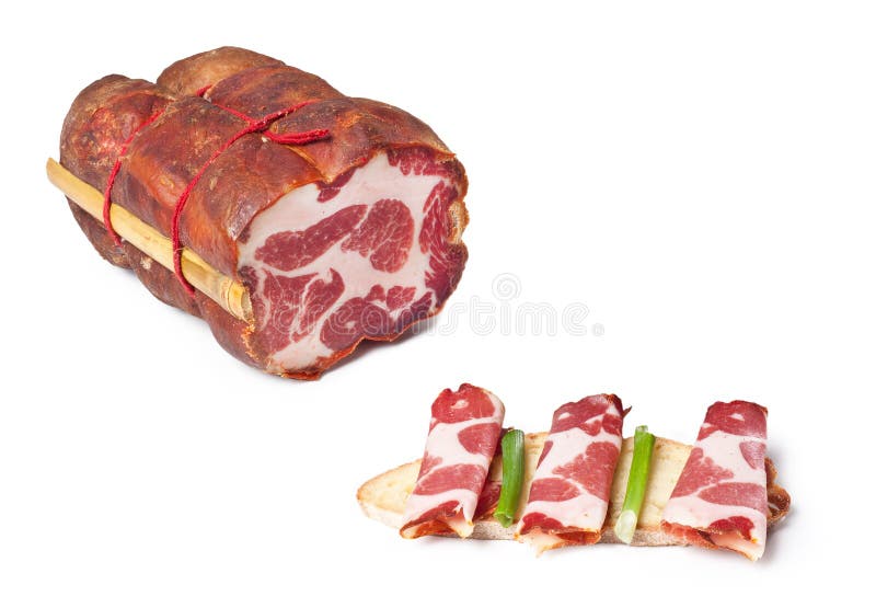 Capocollo Napoletano Isolated on White Background Stock Photo - Image ...