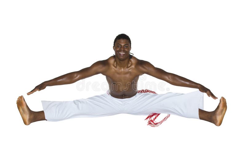 Capoeira, Brazilian Man, White Pants. Stock Photo - Image of jumping ...