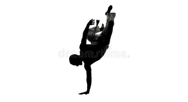 Capoeira Silhouette: Acrobatic Handstand Pose Stock Illustration ...