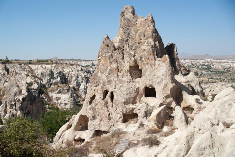 Cappadocia Rock Formations with Ancient Cave Homes Stock Image - Image ...