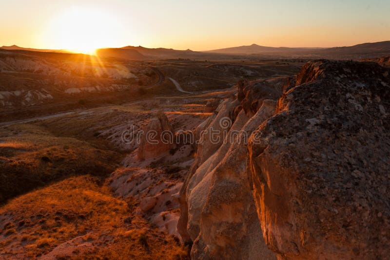 Cappadocia sunset. stock photo. Image of mountain, chimney - 23784832