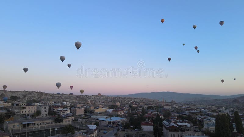 Cappadocia, Turkey : Balloons in the Sky. Aerial View Stock Video ...
