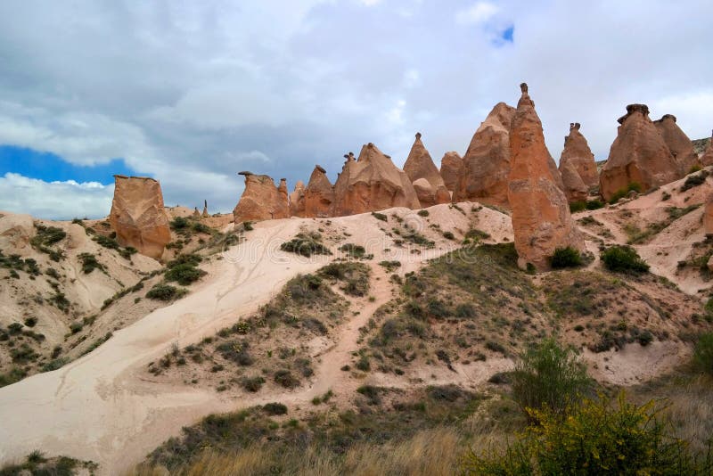 Cappadocia. Turkey. Stone Columns Red Valley. Stock Photo - Image of ...