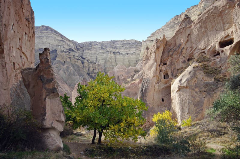 Hilly Landscape. Cappadocia - Landmark Attraction in Turkey Stock Image ...