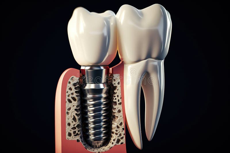 Capped Dental Implant Model Created by Generative AI Stock Illustration ...