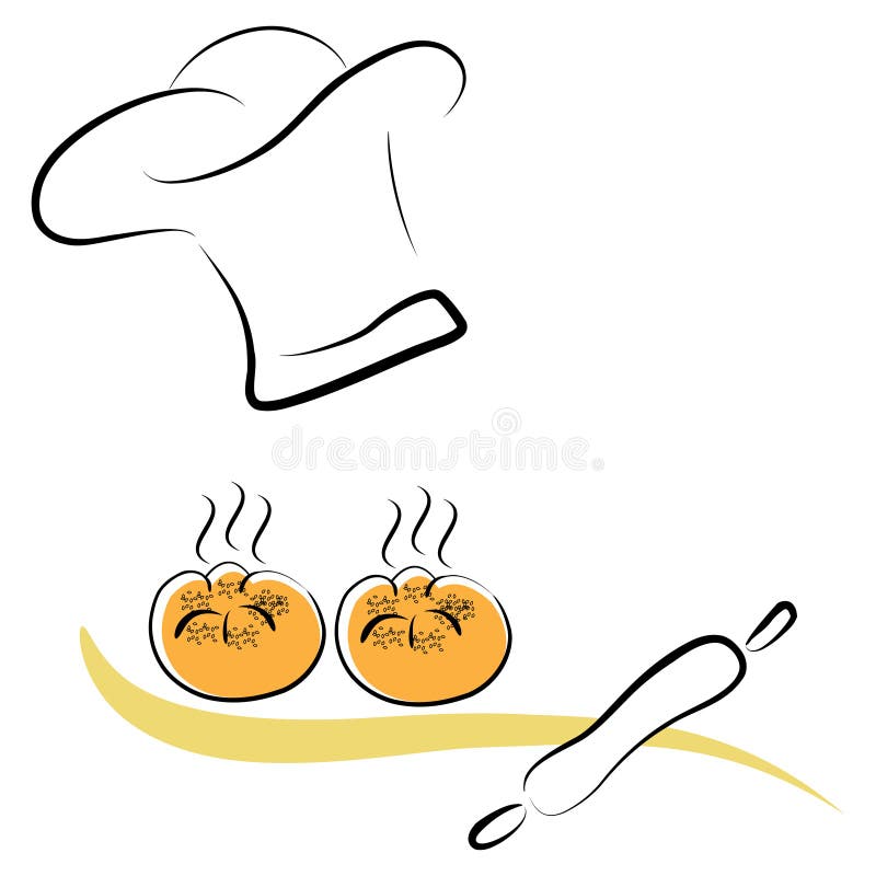 Cappello E Pasticcerie Stilizzati Del Cuoco Unico Illustrazione di ...