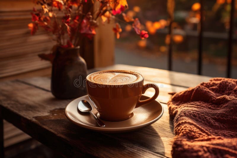 Cappuccino Coffee in Beautiful Cup on the Table Favorite Cup of Coffee ...