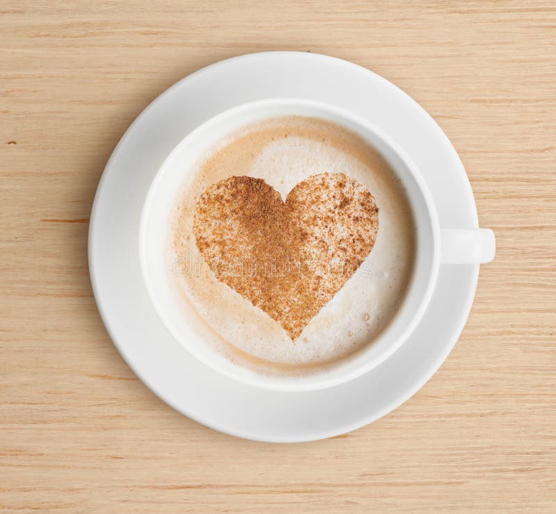 Cappuccino Coffee Cup with Foam and Heart Shape Stock Photo - Image of ...