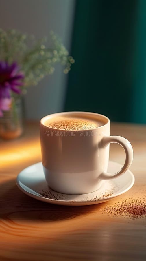 Cappuccino on an Empty Studio Table Hot Drink Relaxation Stock ...