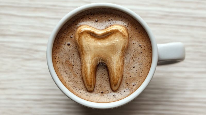 Cappuccino with Tooth-shaped Foam on Wooden Table Stock Image - Image ...