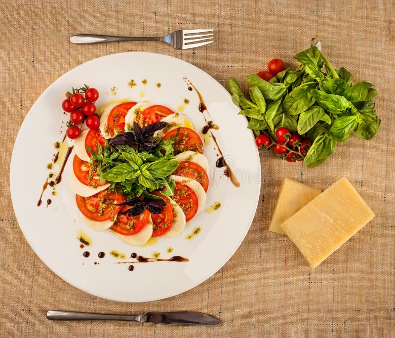 Caprese stock photo. Image of cheese, green, cuisine - 27620302