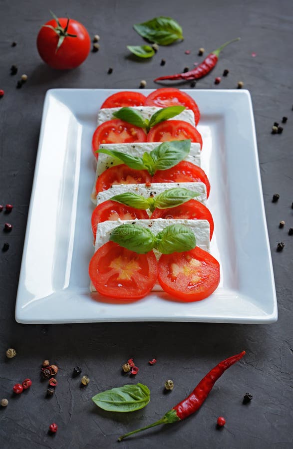 Caprese Salad with Ingredients Stock Image - Image of dinner, eating ...