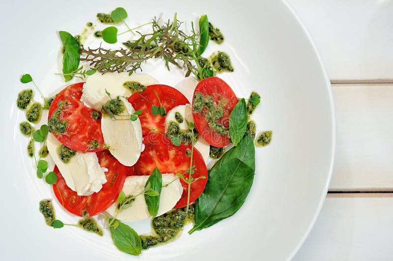 The Caprese salad stock image. Image of restaurant, healthy - 73291855