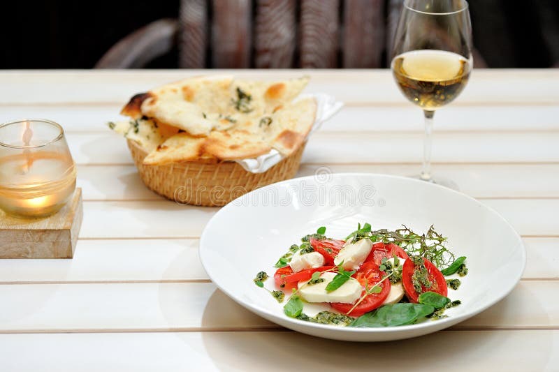The Caprese salad stock image. Image of kitchen, leaves - 73293377
