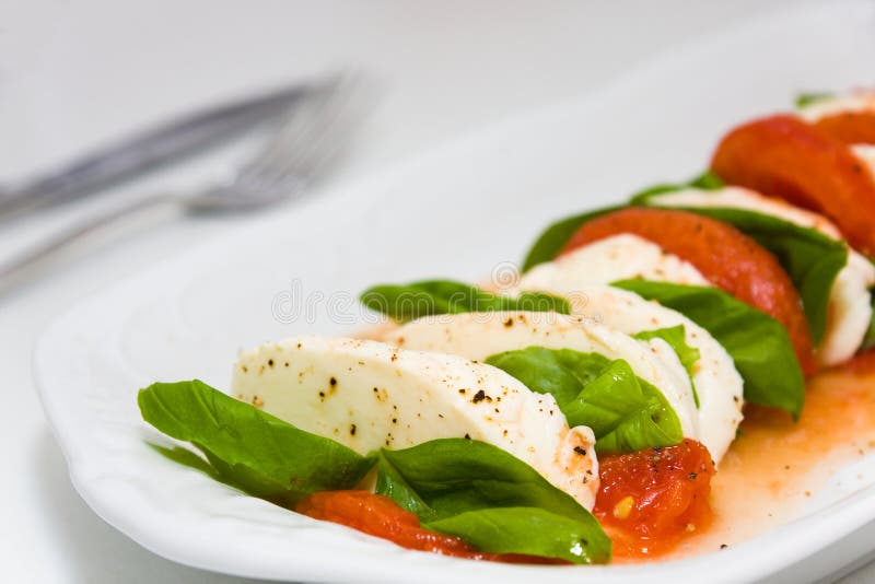 Caprese salad on plate stock photo. Image of dish, diet - 12052430