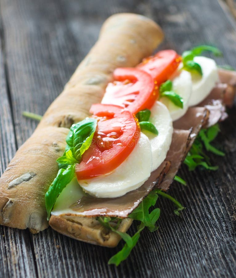 Caprese Sandwich stock photo. Image of olive, biological - 54666834