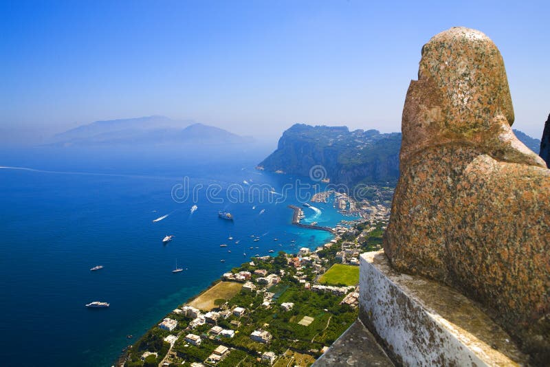 Capri harbor stock photo. Image of village, hill, port - 13712114