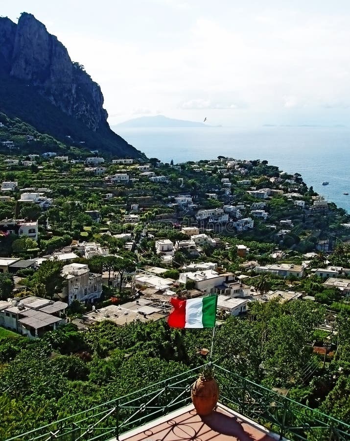 Capri stock photo. Image of harbor, plants, flag, architecture - 62026882