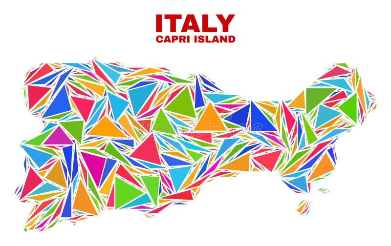Capri Island Map - Mosaic of Color Triangles Stock Vector ...