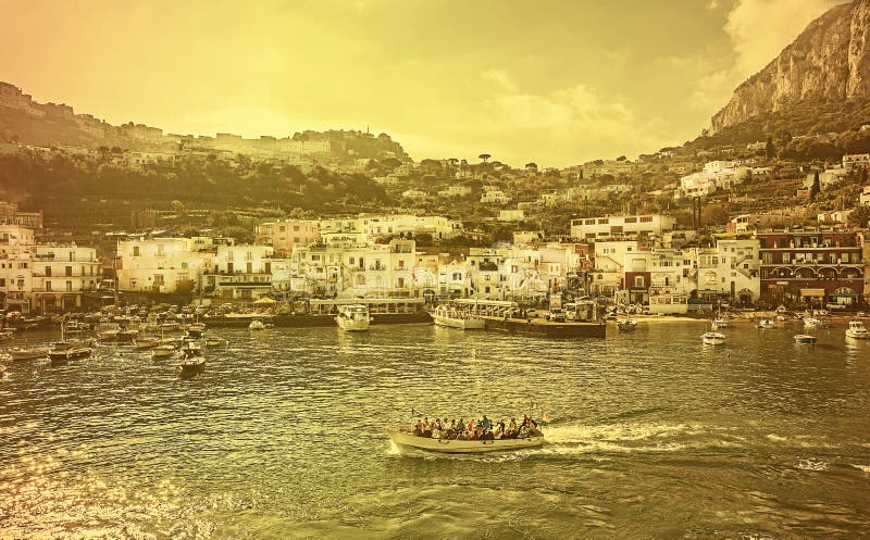 Capri Island - Marina Grande Harbor Editorial Stock Photo - Image of ...