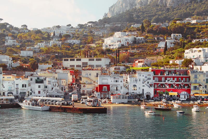 Capri Island - Marina Grande Harbor Stock Photo - Image of architecture ...