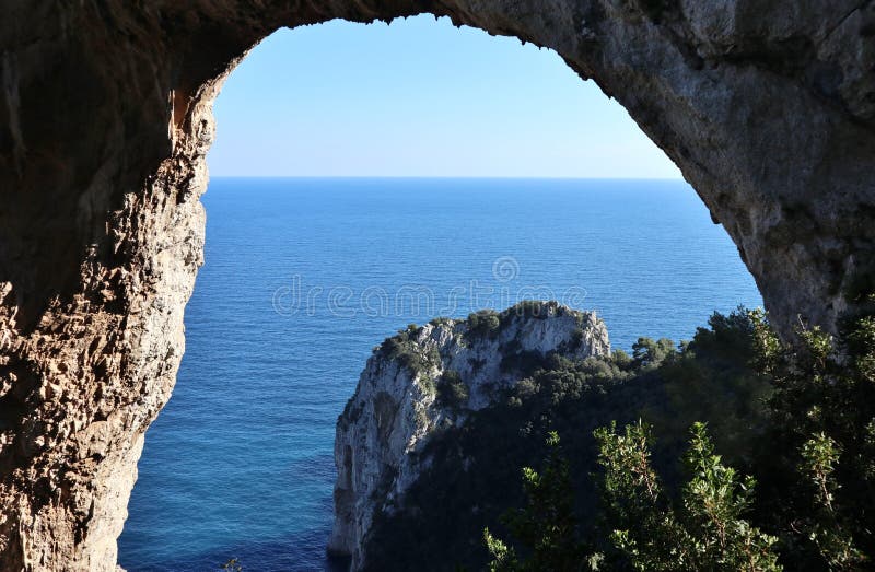 Arco Naturale is Natural Arch on Coast of Capri Island, Italy Stock ...