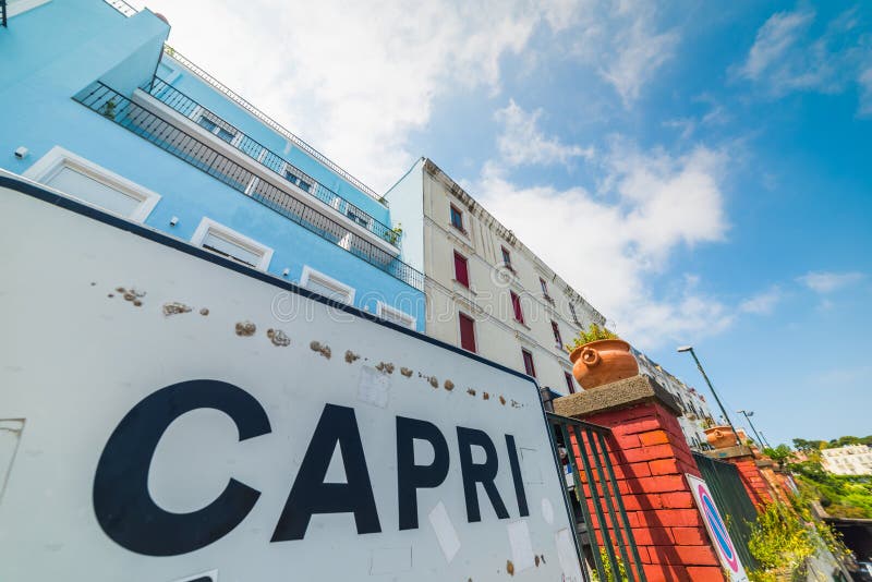 Capri Sign Under a Cloudy Sky in Springtime Stock Photo - Image of environment, outdoors: 135473346
