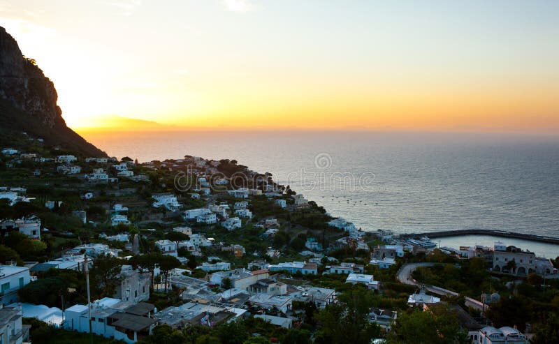 Capri sunset stock photo. Image of famous, house, lifestyle - 41314522