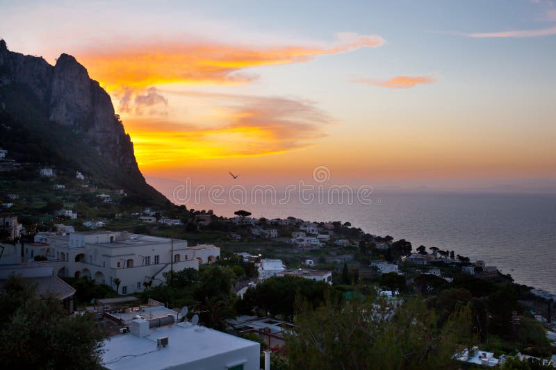 Capri sunset stock photo. Image of peace, house, beautiful - 41314550