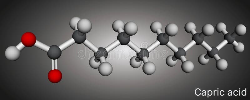 Capric Acid, Decanoic Acid or Decylic Acid Molecule. it is Saturated ...