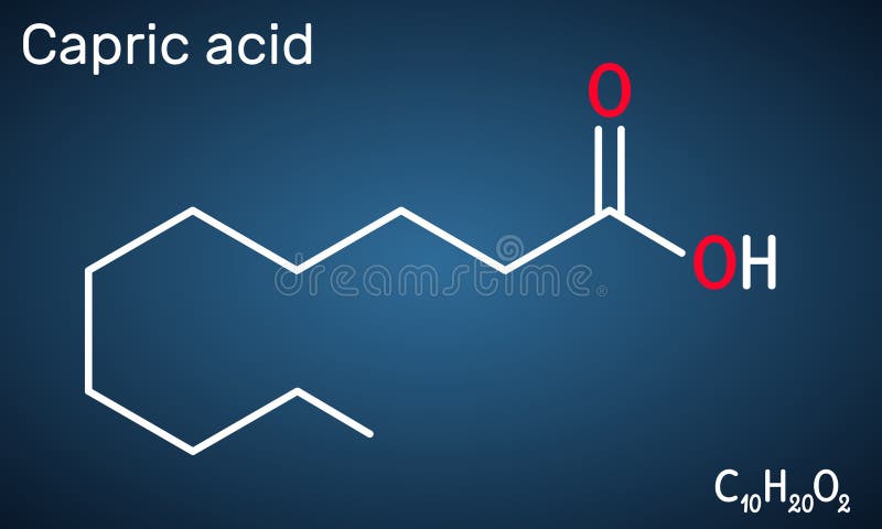 Capric Acid, Decanoic Acid or Decylic Acid Molecule. it is Saturated ...
