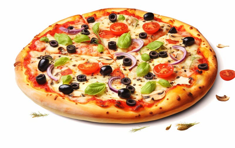 Capricciosa Pizza on White Background Stock Image - Image of dough ...