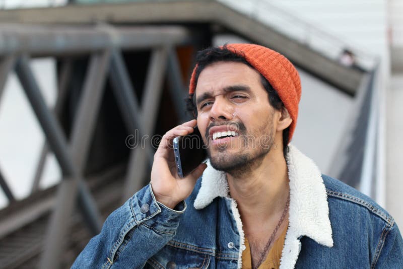 Capricious Man Crying on the Phone Stock Image - Image of cell, fretful ...