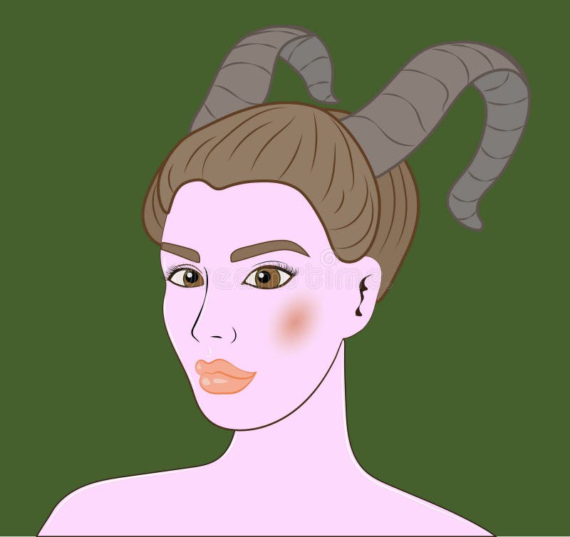 Capricorn Beautiful Girl Portrait Stock Vector - Illustration of adult ...