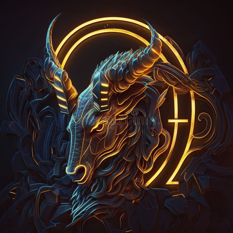 Capricorn Sign in Neon Colors. Generative AI Stock Photo - Image of ...
