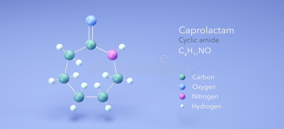 Caprolactam Molecule, Molecular Structures, Cyclic Amide, 3d Model ...