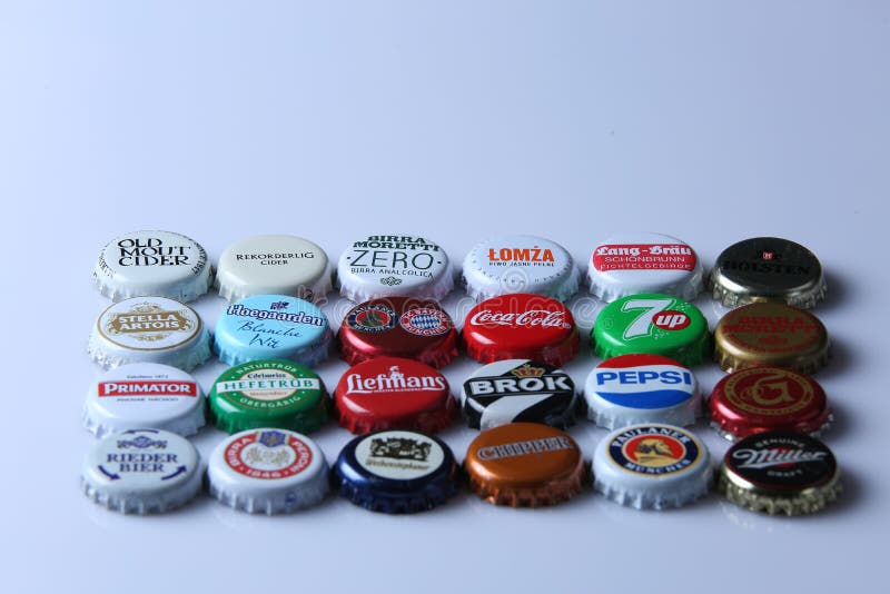 Caps of beer and beverage editorial stock image. Image of beck - 84380839