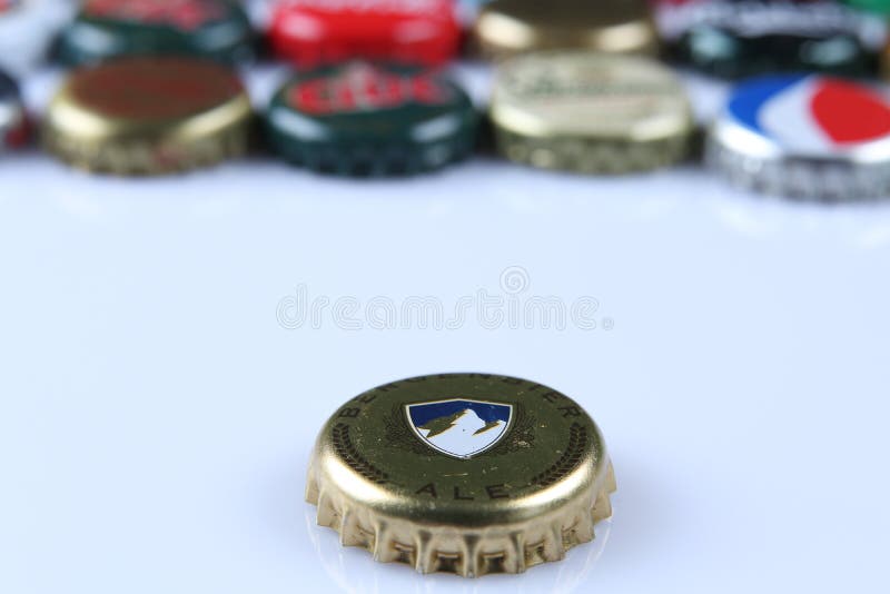 Caps of beer and beverage editorial photo. Image of alcohol - 86293101