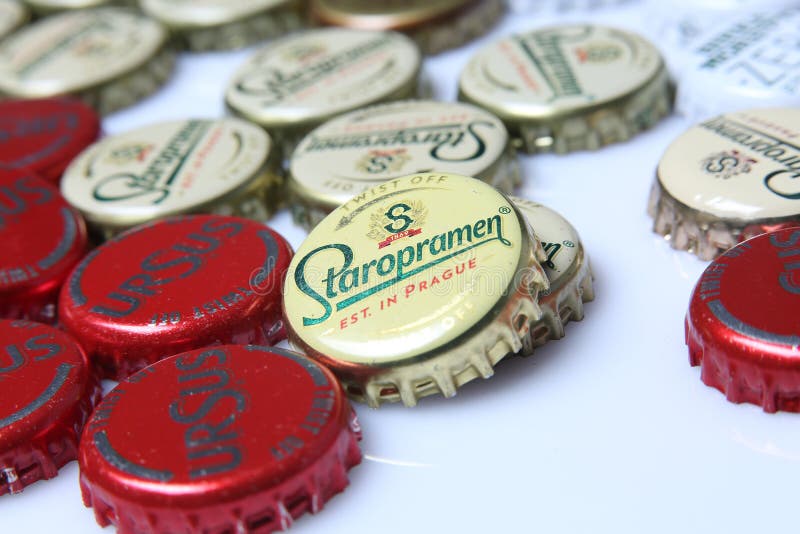 Caps of beer and beverage editorial stock photo. Image of competitor ...