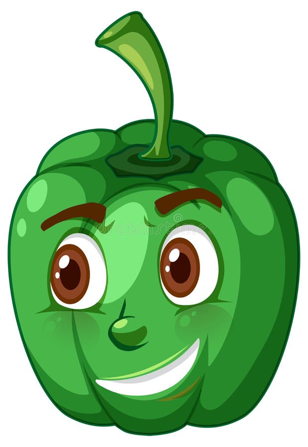 Capsicum Cartoon Character with Facial Expression Stock Vector ...