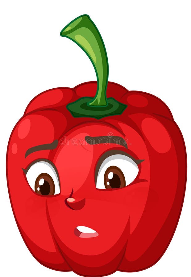 Capsicum Cartoon Character with Facial Expression Stock Vector ...