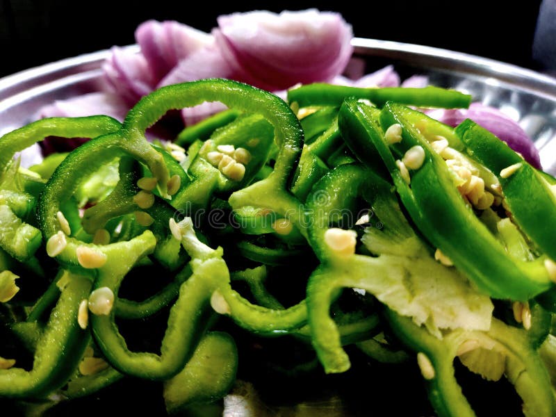 Capsicum and Onion Cutted and Ready To Be Cooked Stock Photo - Image of ...
