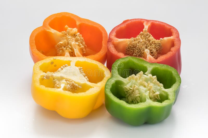 Green Capsicum or Sweet Pepper on White Background Stock Image - Image ...